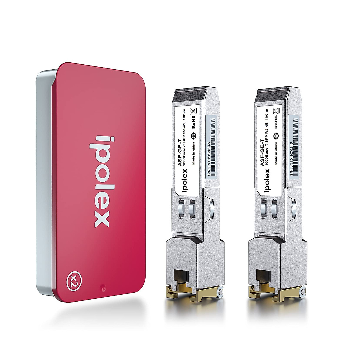 ipolex Gigabit SFP to RJ45 Copper SFP Transceiver, 1000Base-T Mini GBIC, 1.25G SFP to Ethernet Module, for Cisco GLC-T/SFP-GE-T, Meraki MA-SFP-1GB-TX, TP-Link TL-SM331 Tand More, 2 Pack