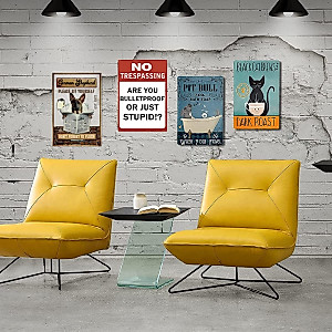 EMOHAT Tin Wall Sign Metal Poster German Shepherd Please Sit Yourself Signs Home Bedroom Office Classroom Restaurant Tin Sign Wall Decoration 8x12 Inches