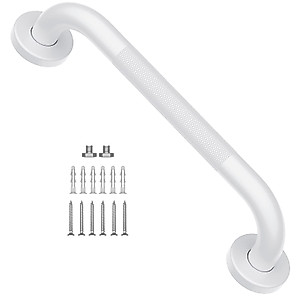 Anti-Slip Black Grab Bars 12 Inch w/Rubber Grip, iMomwee Stainless Steel Bathroom Wall Mount Oil Rubbed Black Grab Bar Handle, Safety Balance Handrail, Handicap Elderly Senior Assist Shower Handle