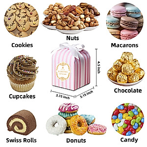 iyunchao Pink Party Favor Boxes 4.5x3.15x3.15 Inch (50 Pack), Treat Boxes Party Favors for Birthday Party Wedding Baby Shower, Cute Cookie Box for Kids Boys Girls