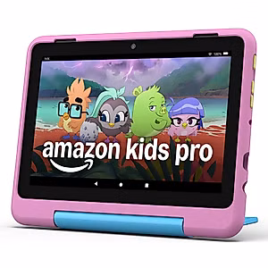 New Amazon Fire HD 8 Kids Pro tablet, ages 6-12. Bright 8" HD screen, includes ad-free content, parental controls, 13-hr battery, slim case for older kids, 32GB, Jungle Cat, (2024 release)
