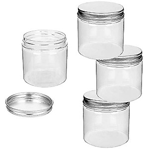 24Pack 6 oz Small Plastic Jars with Lids, Wide Mouth Food Storage Jars, Refillable Empty Containers, Small Storage Containers for Slime, Dried Fruit, Nuts, Honey and Seasoning Storage-BPA Free