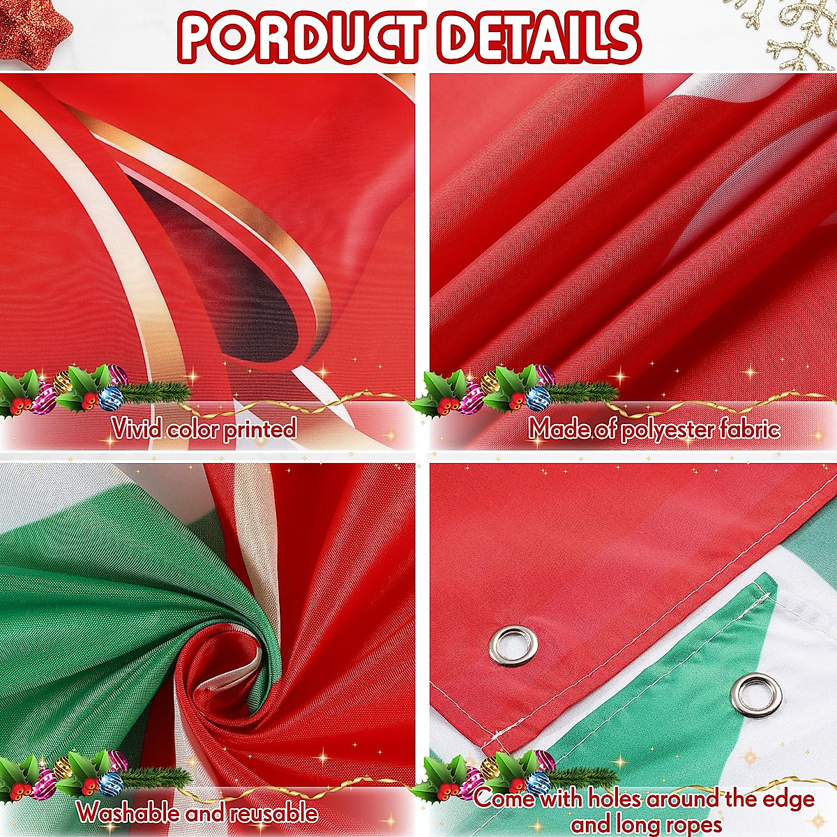 Wovweave Christmas Banners Merry Box Outdoor Wall Cover Decorations Hanging Backdrop Banner for New Year Mural Winter Holiday Party Background Supplies