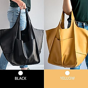 Casual Soft Large Capacity Tote Women Handbags Designer Metal Look Luxury Faux Leather Shoulder Bag Big Shopper Purses