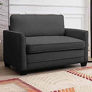 linor Pull Out Sofa Bed,2-in-1 Sleeper Sofa with Folding Foam Mattress, Modern Sofa Sleeper, Pull Out Couch Sofa Bed for Small Space/Living Room/Apartment (Dark Grey, Single)