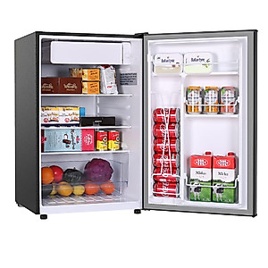 4.5 Cu.Ft Compact Fridge Mini Refrigerator with Freezer Small Refrigerator Auto Defrost,Super Quiet,6 Adjustable Mechanical Thermostat,Energy Saving,LED Inside for Room Dorm Office (Black)