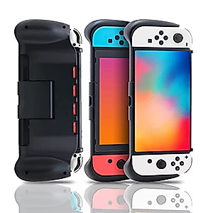 Switch OLED Grip, Switch OLED Accessories Grip with Game Storage and Kickstand, Hand Grip Compatible with Nintendo Switch and Switch OLED
