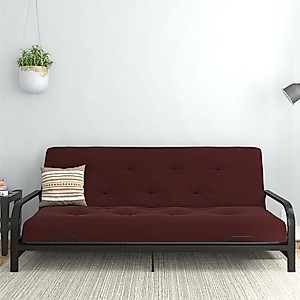 REALROOMS Cozey 8-Inch Spring Coil Futon Mattress, Microfiber, Full, Cabernet Red