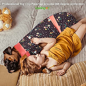 LovinPet Large/Big Dog Pajamas, Post Surgery Onesie for Large Breed Dogs, Reflective Stripe, Breatheable Stretch Jersey Knit, Nighttime Print Dog Jammies, Pet PJ's/Large