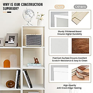 Giantex 56" Tall 4 Cube Bookcase White - Freestanding 15" Wide 5-Tier Narrow Open Display Bookshelf with 4 Anti-Tipping Kits, Wooden Cube Storage Organizer for Small Place, Living Room, Bedroom