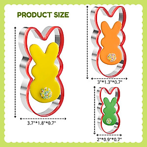 Crethinkaty 3 Pieces Bunny Cookie Cutter Set for Baking Easter Rabbit Shape with Soft PVC Edge Cookie/Pastry/Biscuit Cutter for Holiday