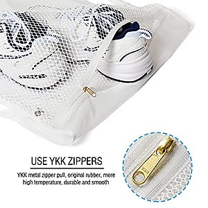 MIFNRO Sneaker Wash and Dry Bag for Dryer, Sneaker Drying Bag for Laundry, with 4 Suction Cup Hooks for Easy Installation, Use YKK Zipper（1 M ）