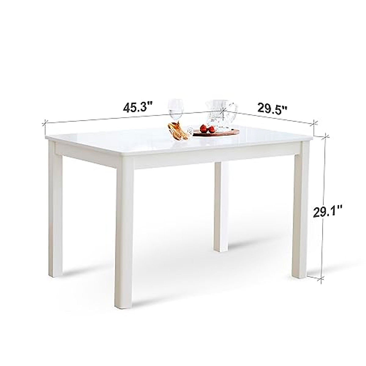 Livinia 4 Piece Cabin Wooden Dining Room Table Set with 2 Ladder Back Chairs and Bench (White)