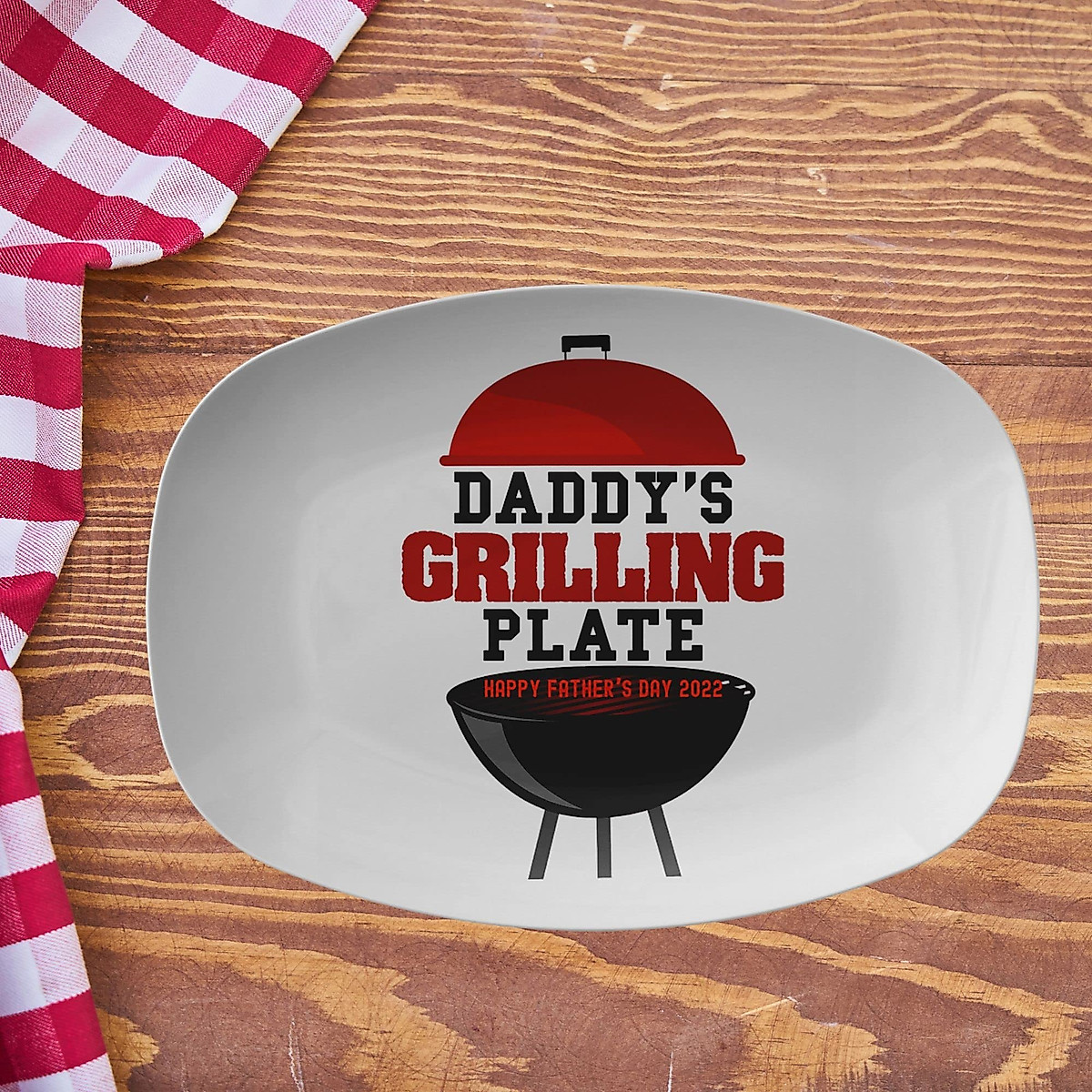 Personalized Dad's Grilling Plate Kids Names Serving Platter Dinnerware Customized Kids Names Plate for Garden Barbecue Family Reunion Unique Custom Family Names Platter for Boys and Girls