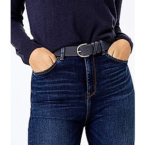 Tommy Hilfiger Women's Leather Cross Band Casual Fashion Belt, Navy Cross Band, Medium