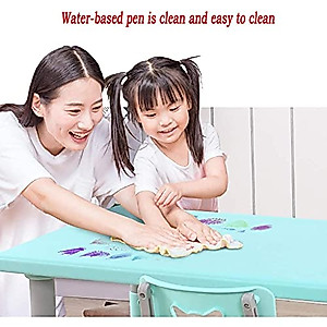 Walnut Children's Table and Chair Set Kindergarten Can Be Raised and Lowered Plastic Baby Game Table Graffiti Belt Storage Tablo