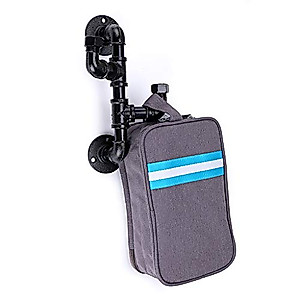 Sumnacon Heavy Duty Industrial Pipe Coat Hook Rack - Rustic Metal Clothes Holder Hanger with Hardware, Wall Mounted Iron Bath Grab Bar for Home, Office, Electroplated Black Finish