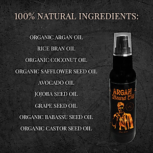 Naked Armor Argan Beard Oil - 2 fl oz Organic Beard Oil for Men, All-Natural For a Smoother, Softer, Hydrated Beard, Mens Beard Oil with Coconut Oil, Avocado Oil, Babassu Oil, Made in USA, Great Gift