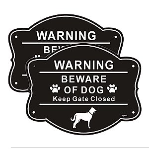 2 Pack Beware of Dog Signs for Fence,10x8 Inch Rust Free .040 Aluminum Metal Yard Sign, Fade Resistant, UV Protected, Weatherproof Warning Dog Sings for Door or Gate