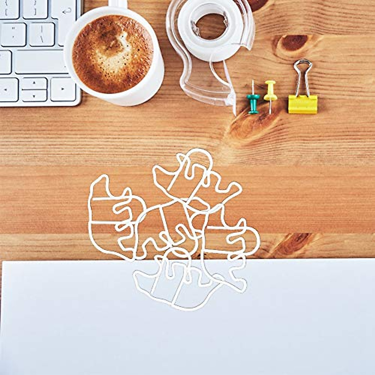 12Pcs Bear Shape Paper Clips,White Journal Paper Clips Metal Bookmark Clips Office Supplies with Storage Box for Document Organizing