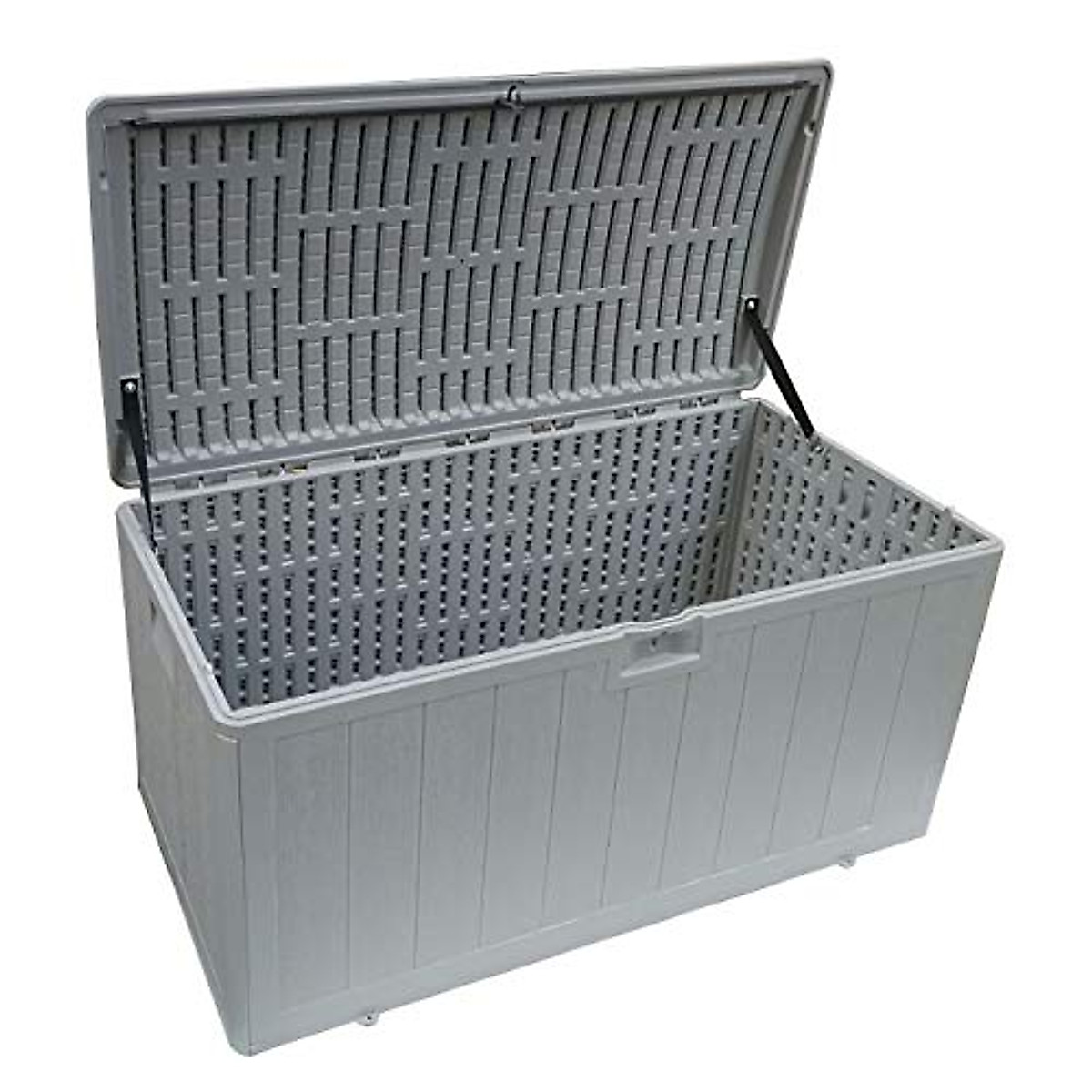 Plastic Development Group 73 Gallon Weather-Resistant Resin Outdoor Storage Deck Box with Slide and Snap Assembly, Driftwood