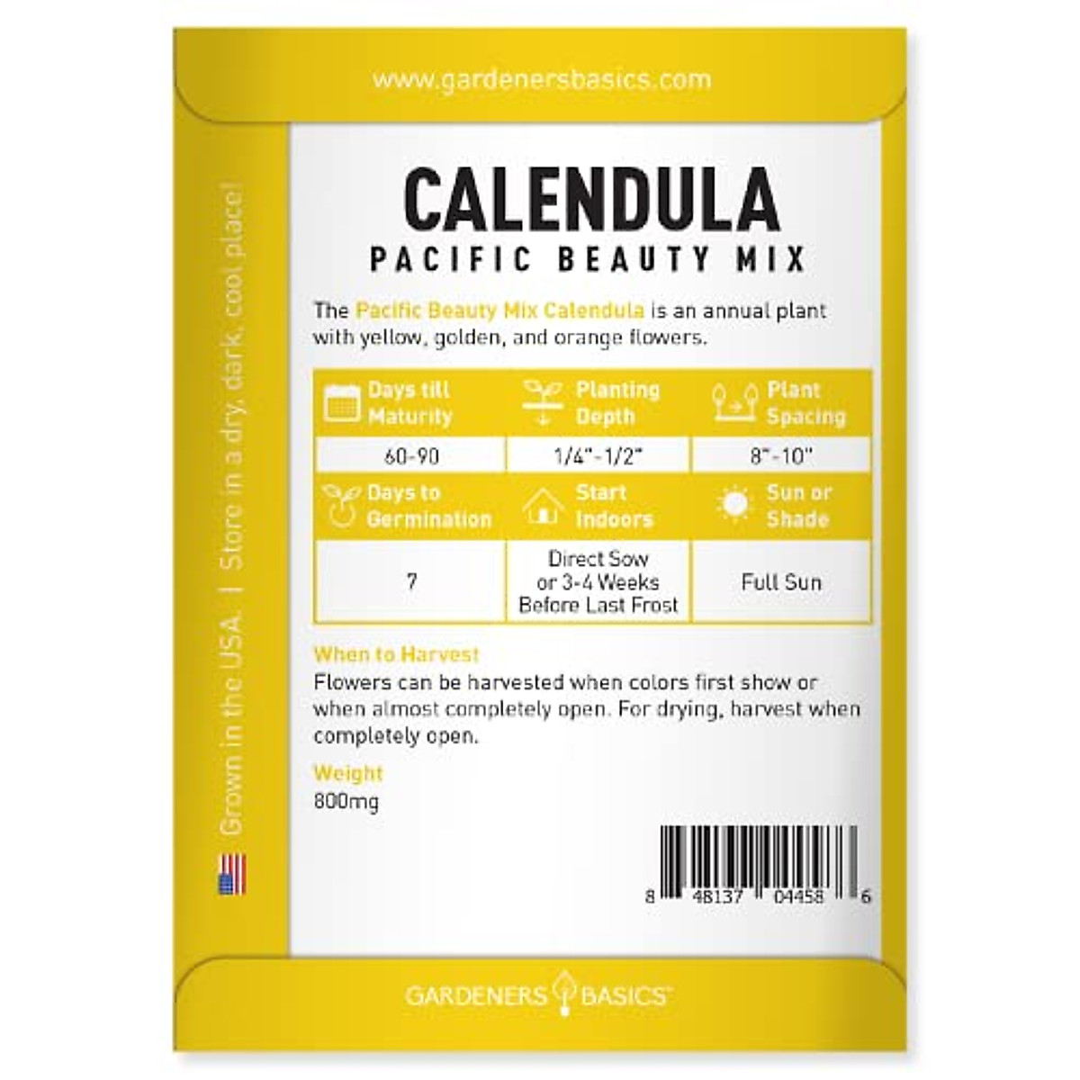 Calendula Seeds for Planting (Pacific Beauty Mix) - Annual Flower Seeds Great for Cut Flower Gardens, Herbal Tea and for Medicinal Purposes, Open Pollinated Flower Seed by Gardeners Basics