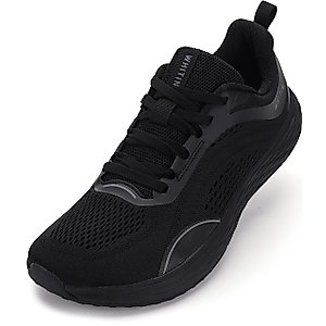 WHITIN Mens Zero Drop Wide Toe Box Road Running Shoes Width Tennis Athletics Size 8 Lightweight Sports Logging Walking Hiking Workout Training Male Black 41
