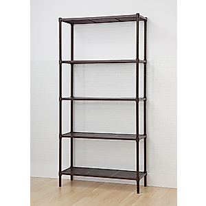 TRINITY Slat Style 5-Tier Adjustable Shelving, Metal Standing Shelf for Commercial or Residential Use in Kitchen,Bathroom,Laundry Room or Office, 1750 Pound Capacity, 36”W by 14”D by 72”H, Dark Bronze