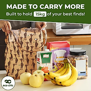 ECO CHIC Foldable Reusable Grocery Bags - Foldable Grocery Bags - Lightweight, Recycled & Reusable Shopping Bags - Waterproof, Packable Tote Fitting in Fine Grocery Bag Carrier