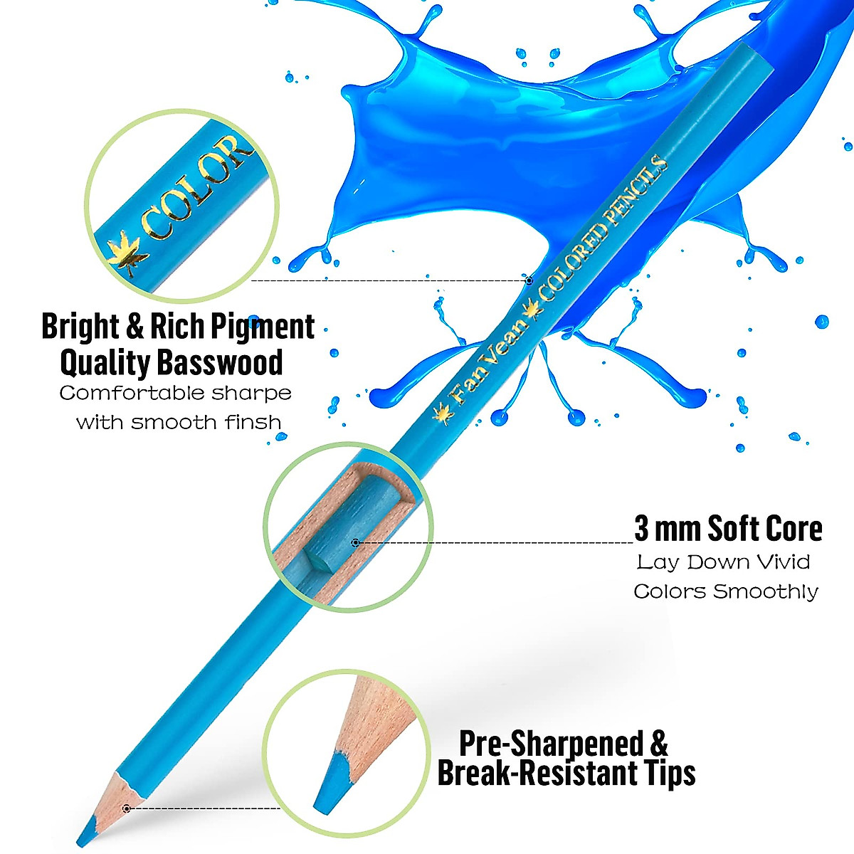 FanVean Colored Pencils,12 Count Presharpened Color Pencil,Classroom Set,School Supplies for Kids