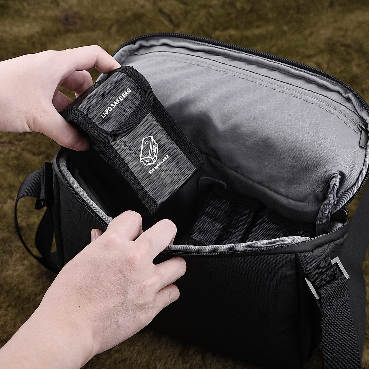 HeiyRC Battery Safe Bag for DJI Air 2S/Mavic Air 2 Lipo Batteries Storage Carrying Case Fireproof Explosion-proof Pouch and Dust-proof Plugs