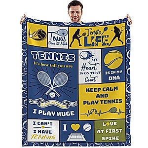 ZUMAS Tennis Gifts Blanket for Men Women, Throw Blanket for Boys Girls Kids Adult Bedroom Decoration, Christmas, Thanksgiving, Birthday Gifts for Boys Girls Teens Kids (Tennis, 50x60)