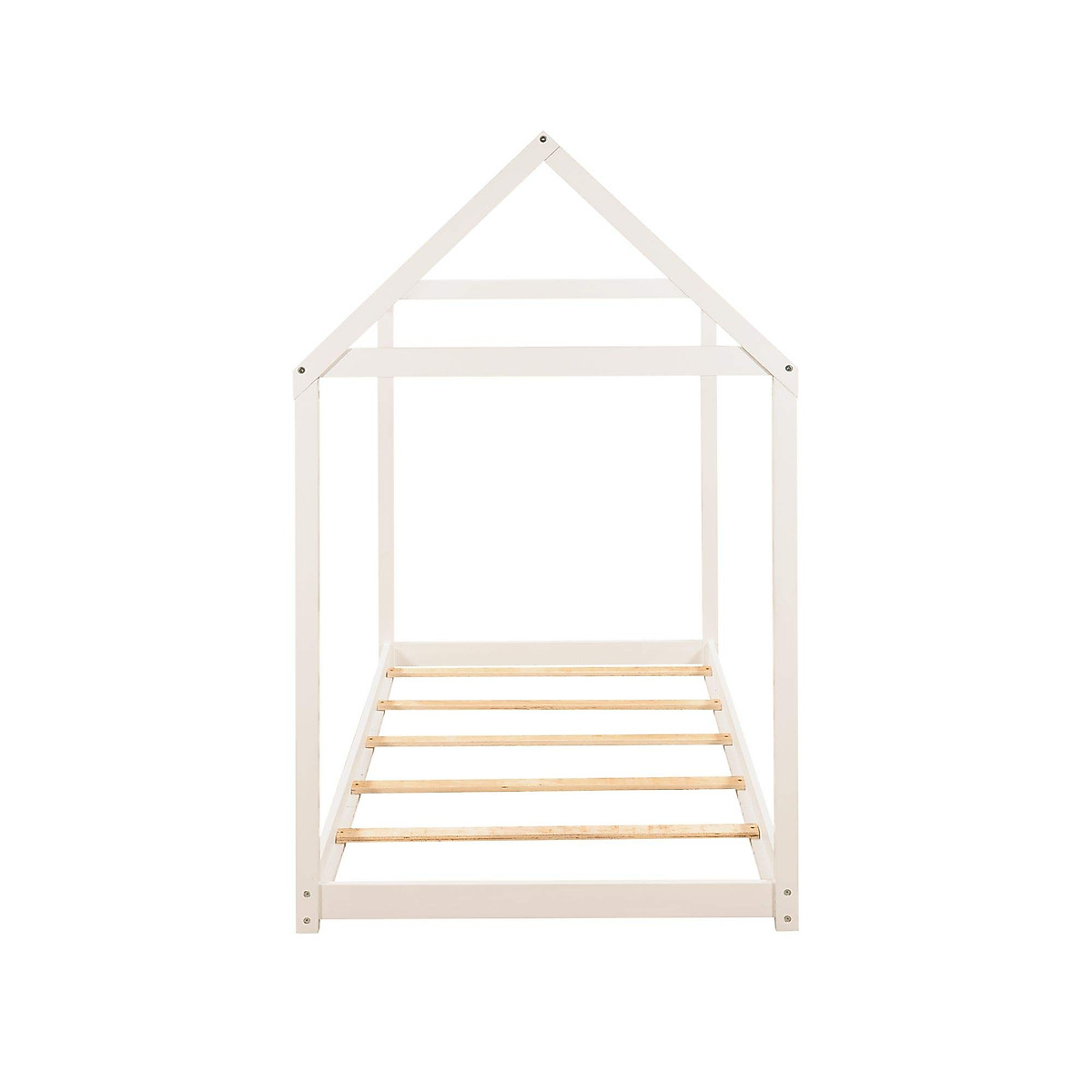 House Twin Bed Frame Wooden Platform Bed for Kids,No Box Spring Needed, White