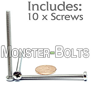 MonsterBolts - M4 x 60mm Phillips Pan Head, DIN 7985A, Stainless Steel, 10 Pack