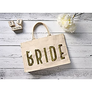 Mud Pie Women's Bride Tote Bag, Tan, 14 1/4" x 18"