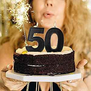 LUTER 3.94 Inches Oversized Birthday Candles Black Birthday Cake Candles Number Candles Cake Topper Decoration for Wedding Party Kids Adults, Number 1