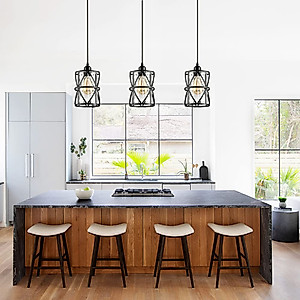 CAFULAM Black Pendant Lighting Modern Pendant Light, Adjustable Pendant Light Fixture,Pendant Lights Kitchen IslandLight (2-Pack)