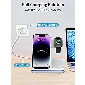 Wireless Charger 3 in 1, Any warphone Wireless Charging Station for Multiple Devices, Charger Station Compatible with iPhone 14/13/12/11/Pro/Max/XS/XR/X/8, iWatch 8/7/6/SE/5/4/3/2, AirPods Pro/3/2/1