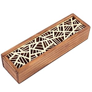 Wood Storage Organiser with Removable Cover, Pencil Case Box Wooden Penholder(Geometric Patch Type)