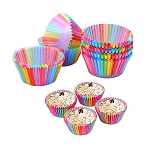 Cupcake Liners, Disposable Paper Baking Cups Rainbow Cupcake Wrappers Nonstick Muffin Cases Molds, 6 Styles Cupcake Liners for Cake Balls, Muffins, Cupcakes and Candies, 600 Pack (Colorful)