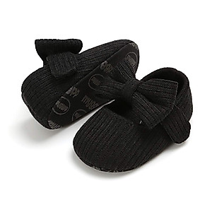 Ohwawadi Infant Baby Girl Shoes, Bowknot Baby Mary Jane Flats Princess Dress Shoes Soft Baby Crib Shoes (0-6 Months, 1933 Black)