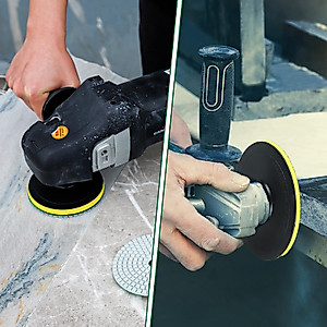 4 Inch Diamond Polishing Pads -11PCS Stone Polishing Kit, 50-3000 Grit with Two Different 5/8’’-11 Backer Pads for Granite, Marble, and Quartz Countertops - Use with Drill, Grinder, and Polisher.