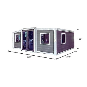 Mingyu Prefabricated Mobile Home Container House with Windows and Doors (Large, Gray)