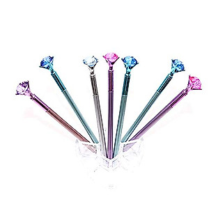 queenland 8 Pack Big Diamond Gel Pen Set Black Ink Ballpoint Pen with 0.5 MM Point Gel Ink Rollerball Pen Kit School Office Stationery