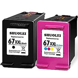 67XXL Remanufactured Ink Cartridge Compatible with HP 67XXL 67XL Black Color Combo Pack for DeskJet 2755 2752 2742 DeskJet Plus 4155 4152 4158 4140 Envy Pro 6452 6475 6458 6455 Envy 6055 6052 6075