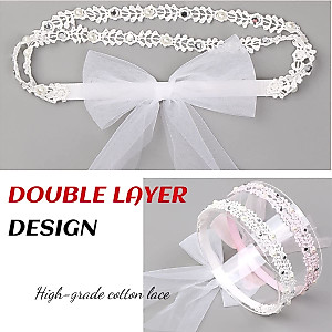 DANMY Baby Girl Super Elastic Headband,Cotton Lace Toddler Hair Band,Infant Soft Turban Hair Accessories Set