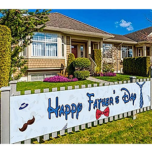 Large Happy Father?¡¥s Day Banner, Fathers Day Decorations, Father?¡¥s Day Party Supplies Decoration, Fathers Day Party Backdrop (9.8 x 1.6 ft)