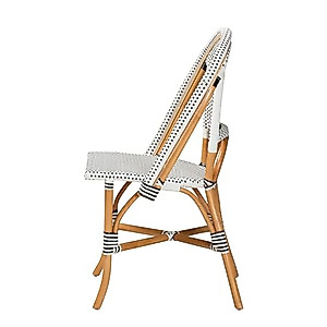 Baxton Studio Bali & pari Genica Classic French Black and White Weaving and Natural Brown Rattan Indoor and Outdoor Bistro Chair