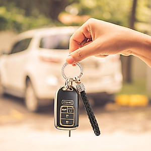 Datanly 2 Pcs Key Fob Cover with Metal Keychain Lanyard Soft TPU Full Protection Key Fob Case Holder(Compatible with Accord, Civic)