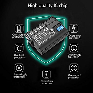 EN-EL15 EN EL15a Battery Rechargeable, LP Charger Compatible with Nikon D7500, D7200, D7100, D7000, D850, D750, D500, D810a, D810, D800e, D800, D610, D600 & More